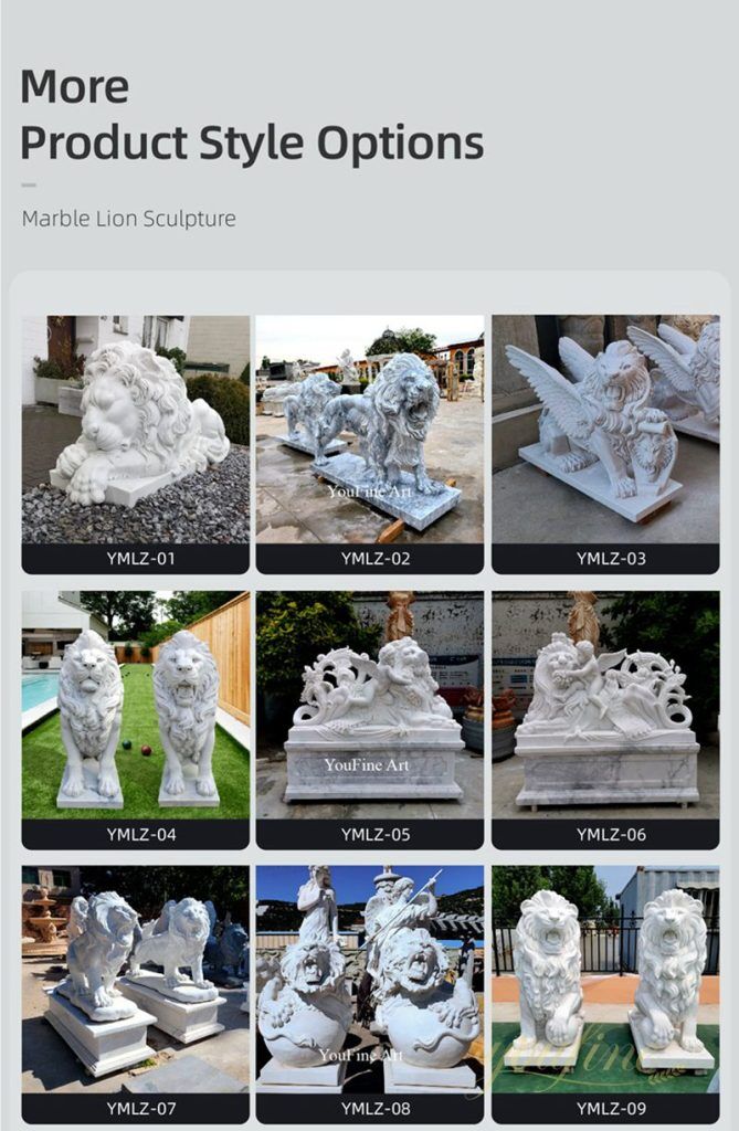 Estatua de león de mármol gris natural para decoración del hogar al ...