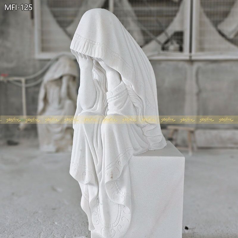 Hand Carved Marble Weeping Lady Statue for Cemetery