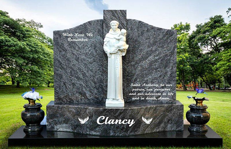 Upright Catholic Virgin Mary Statues Headstone Design MOKK-60