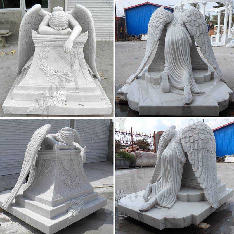 Hand Carved Marble Weeping Angel Headstone Factory Supply MOKK-569
