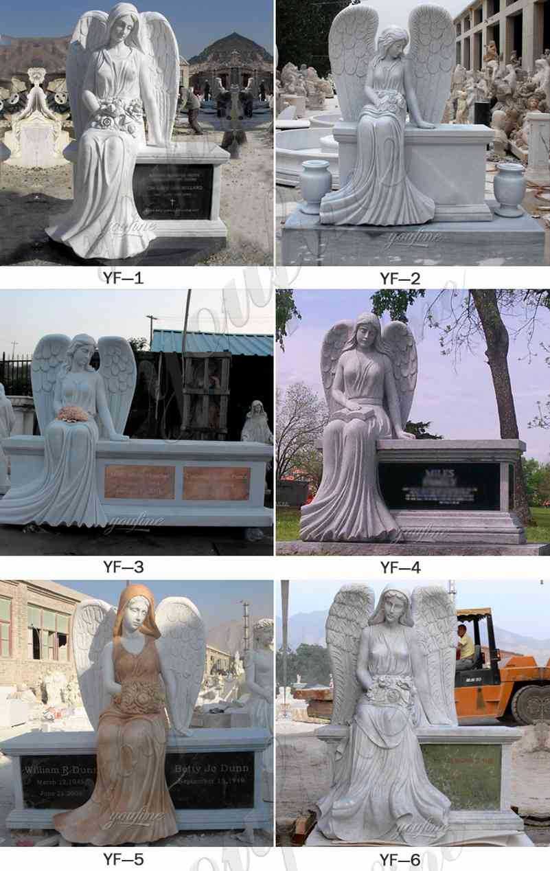 Hand Carved Marble Weeping Angel Headstone Factory Supply MOKK-569