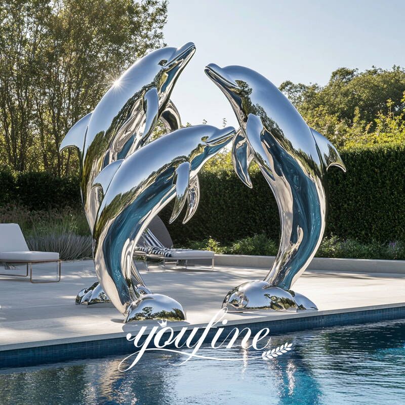 Outdoor Stainless Steel Dolphin Sculpture-YouFine