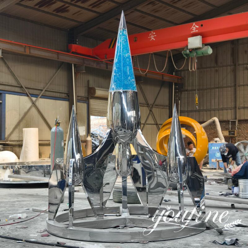 Polished Modern Stainless Steel Rocket Sculpture CSS-930