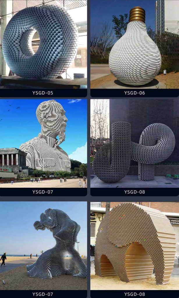 Modern Metal Pipe Faces Sculpture