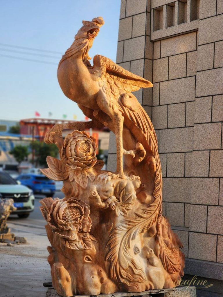 Fantastic Colorful Marble Phoenix Bird Statue in Stock