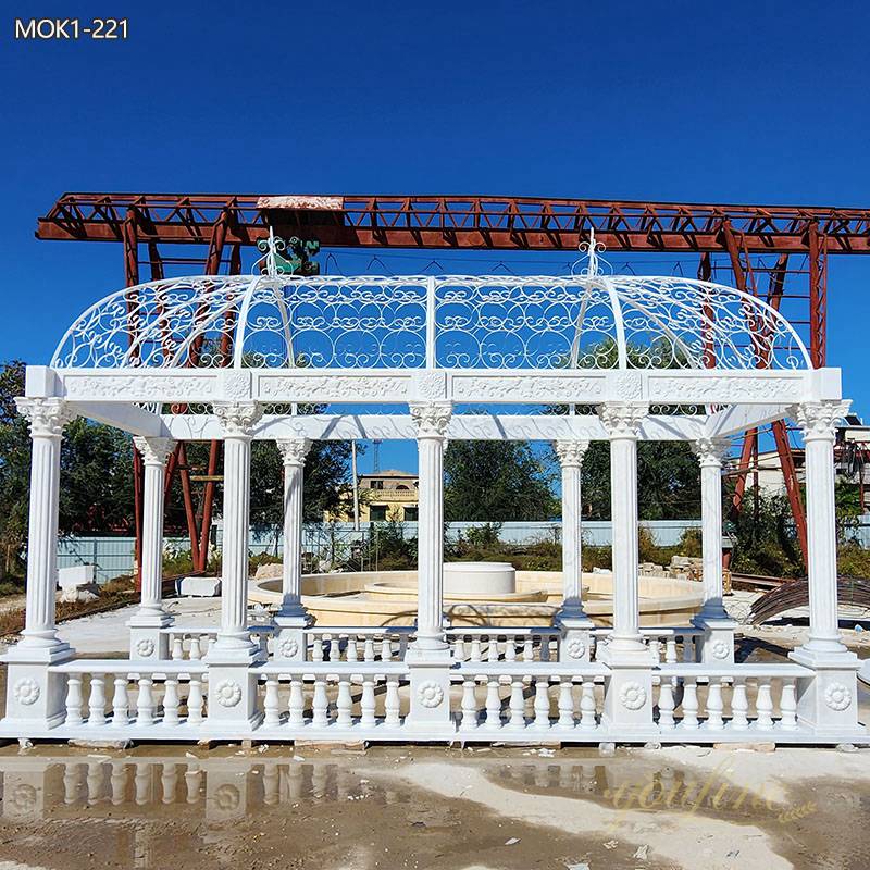 Magnificent Outdoor White Natural Marble Pavilion for Community Park