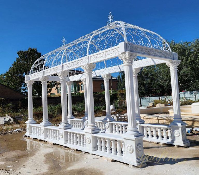 Magnificent Outdoor White Natural Marble Pavilion for Community Park