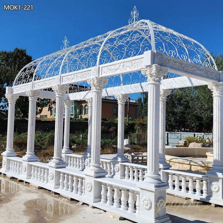 Magnificent Outdoor White Natural Marble Pavilion for Community Park