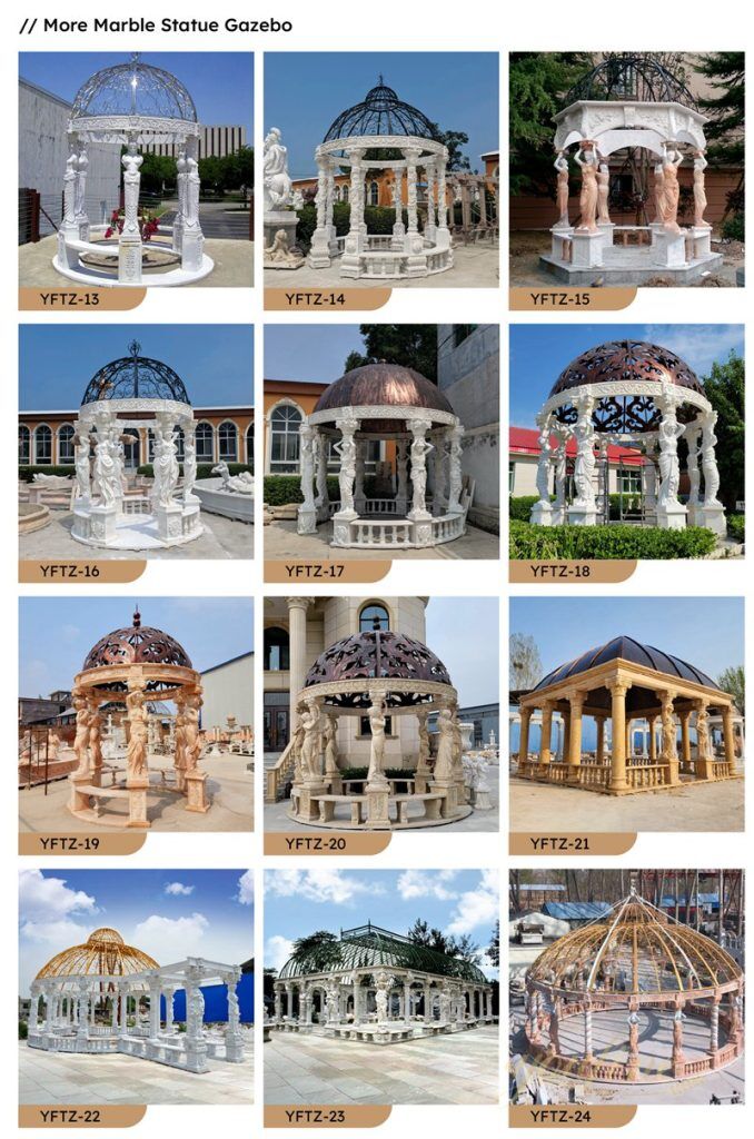 Magnificent Outdoor White Natural Marble Pavilion for Community Park