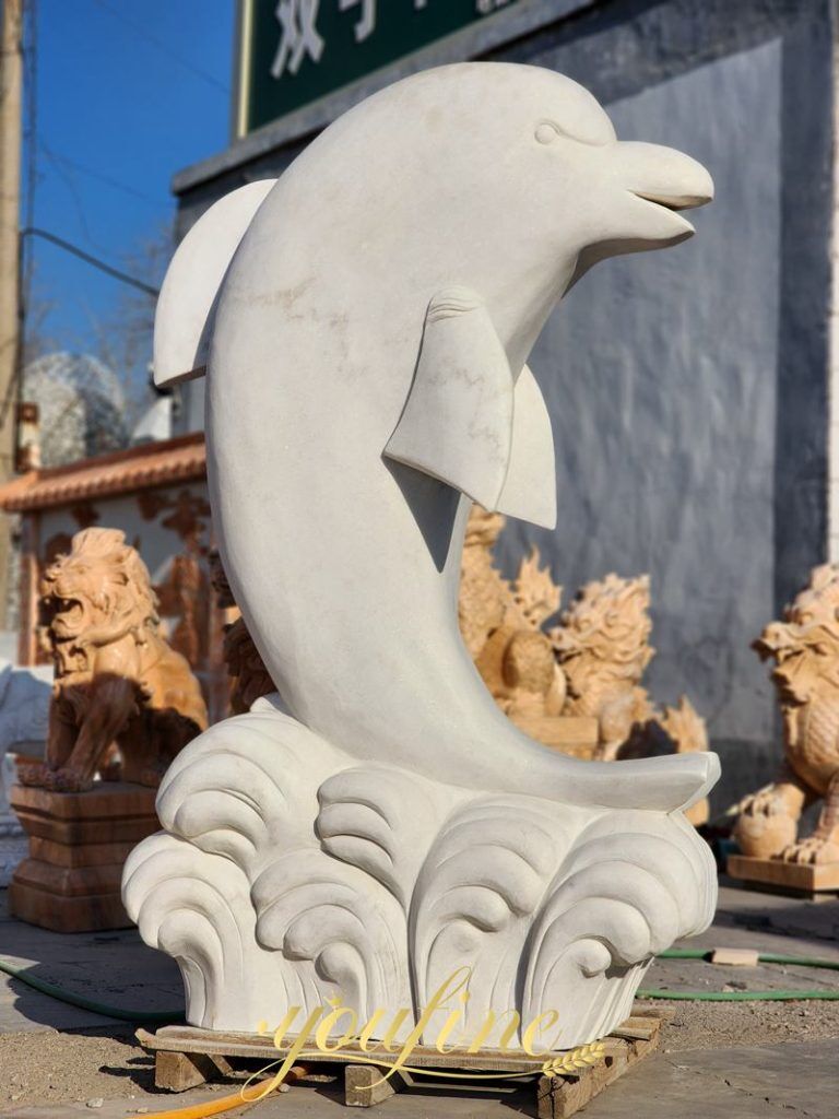 Outdoor Marble Dolphin Statue Pool Decoration for Sale