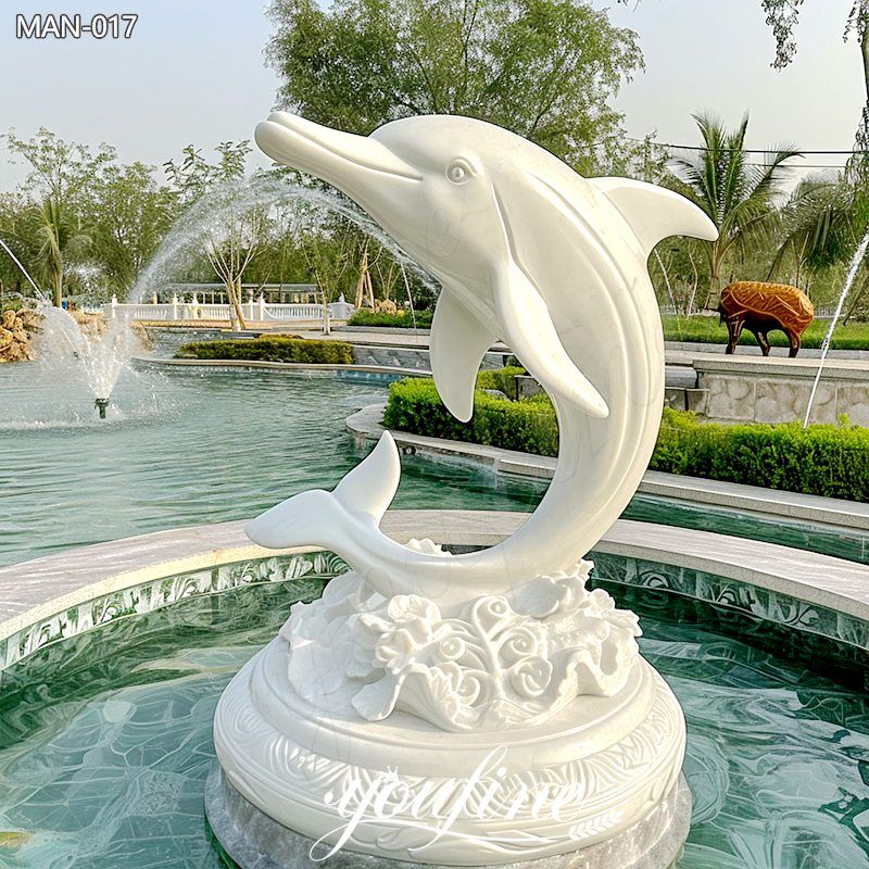 Outdoor Marble Dolphin Statue Pool Decoration for Sale