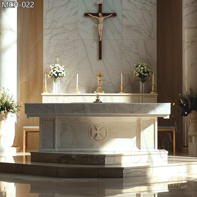 Simple Natural White Marble Altar for Church - YouFine