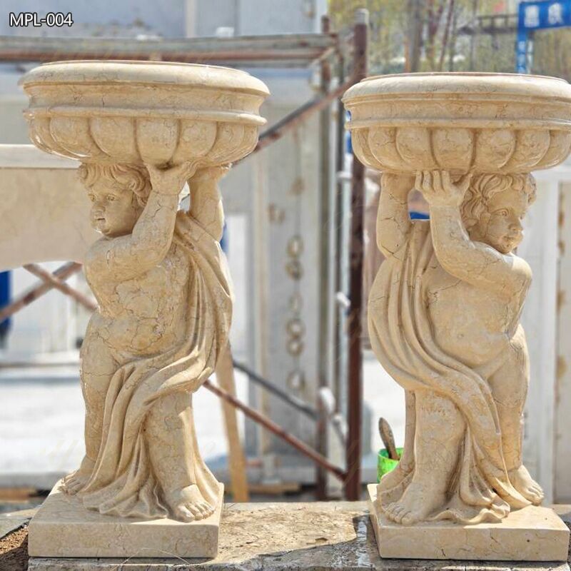 White Marble Boy Statue Planter for Outdoor - YouFine