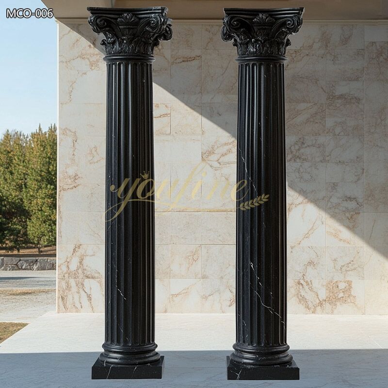 Antique Natural Black Marble Column for Front Porch - YouFine