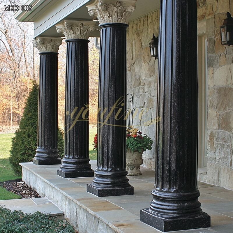 Antique Natural Black Marble Column for Front Porch - YouFine
