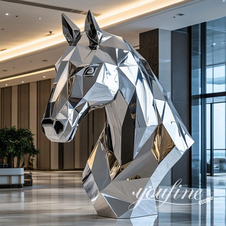 Stainless Steel Polygon Horse Head Statue -YouFine