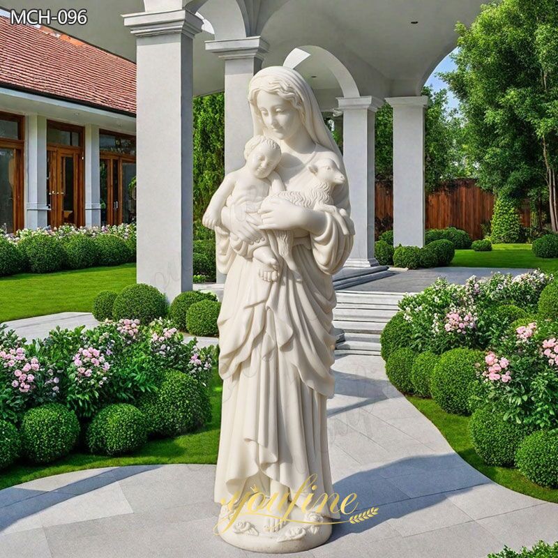 Marble Our Lady of Innocence Holding Lamb Statue