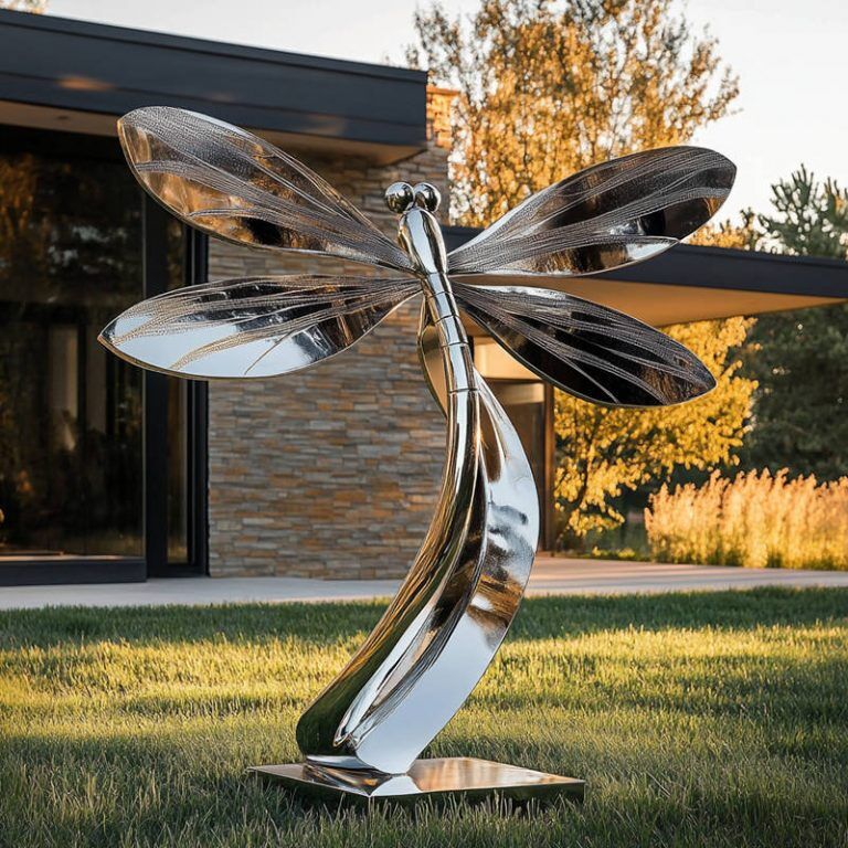 Large Metal Dragonfly Garden Sculpture