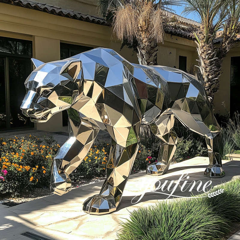 Stainless Steel Leopard Polygon Statue