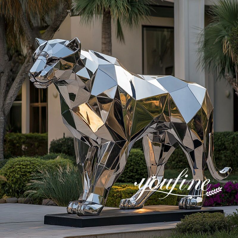 Stainless Steel Leopard Polygon Statue
