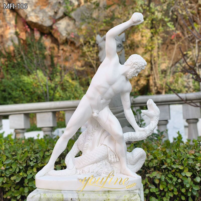 Classic Marble Hercules Fighting Snake Statue