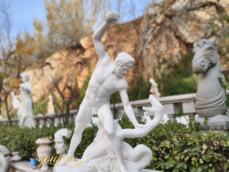 Classic Marble Hercules Fighting Snake Statue